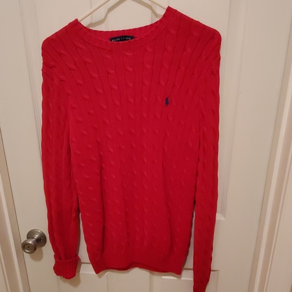 Ralph Lauren | Sweaters | Like New Ralph Lauren Red Cable Sweater Size ...